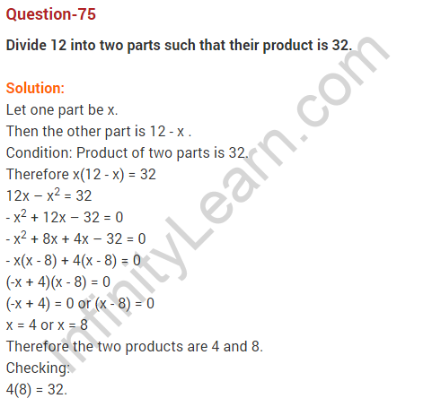 Class 10 Maths Chapter 4 Quadratic Equations - Important Questions