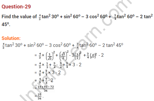 Class 10 Maths Chapter 8 Introduction to Trigonometry Extra Questions