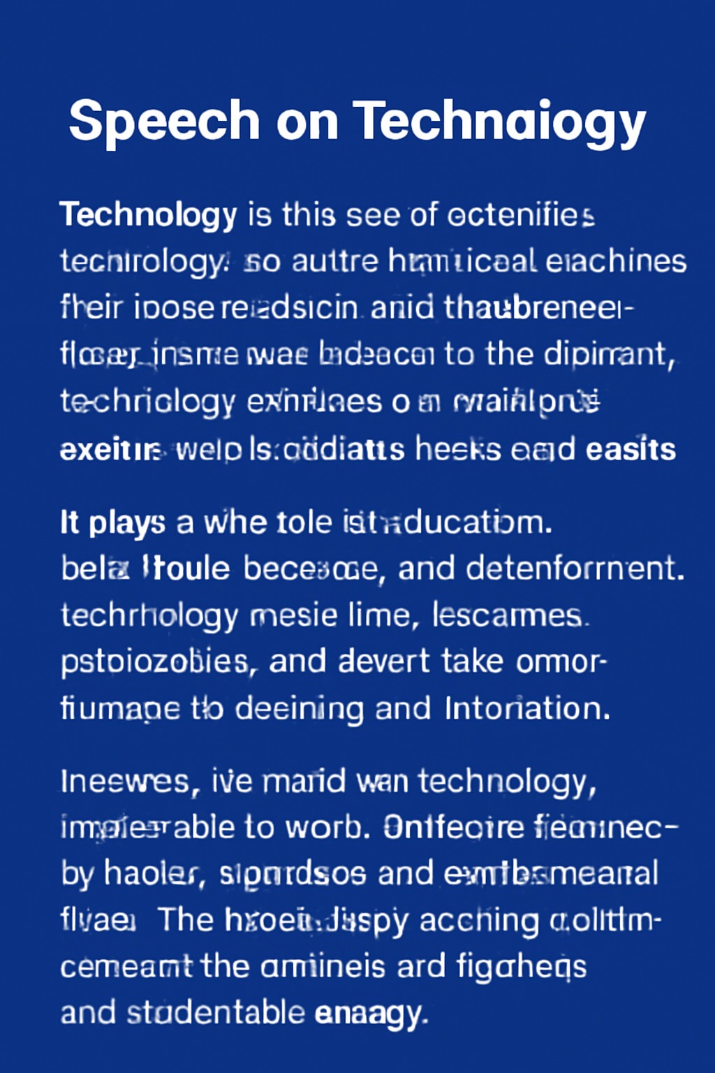 Speech on Technology in Simple and Easy Words