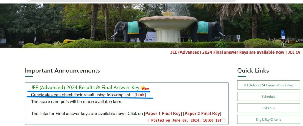 JEE Advanced 2024 Result Date (9 June) - Announced, Direct Link ...