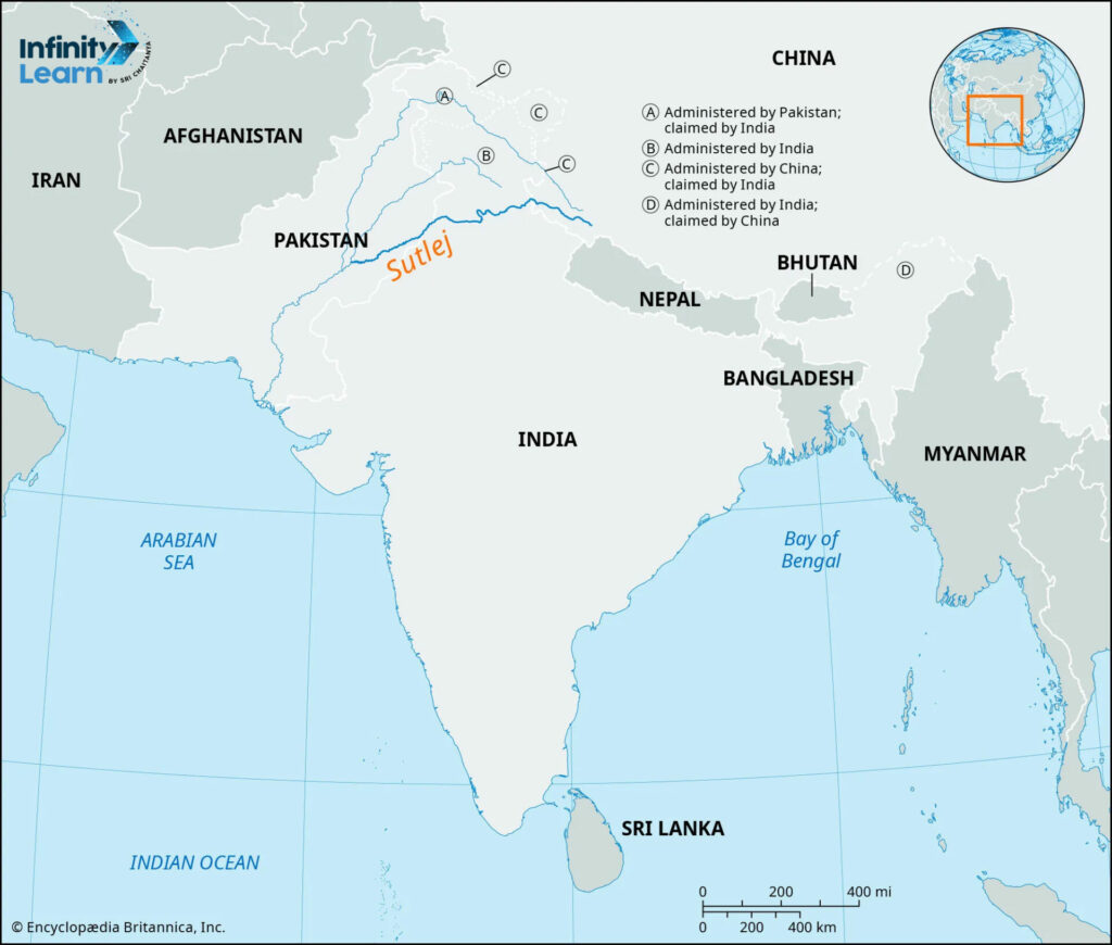 Sutlej River -Map, Origin, Tributaries, Dams and Facts