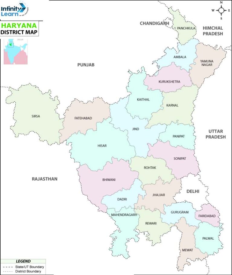 Map of Haryana Districts Information, State, and Facts