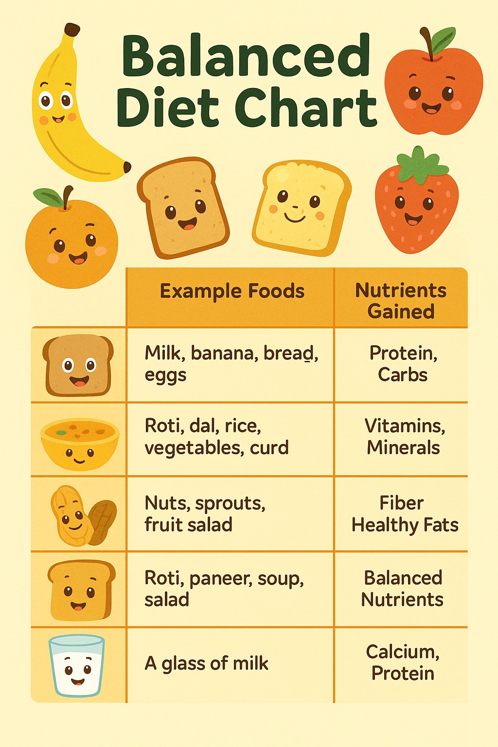 Balanced Diet Chart for School Project in English | Infinity Learn