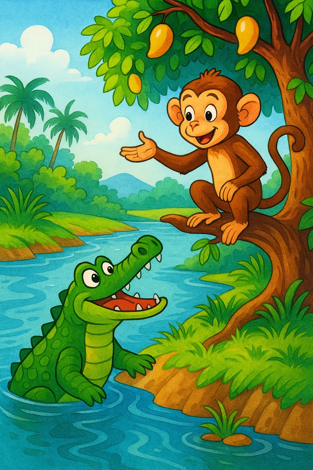 The Monkey and The Crocodile - Panchatantra Story for Kids